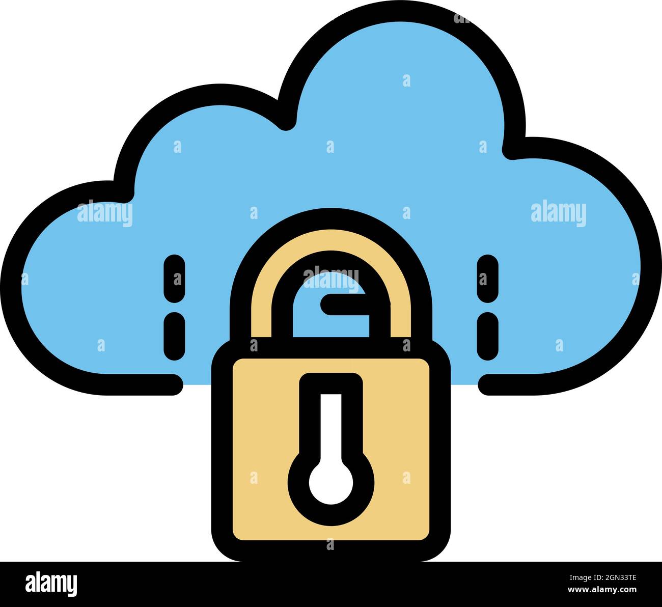 Closed cloud icon. Outline closed cloud vector icon color flat isolated ...