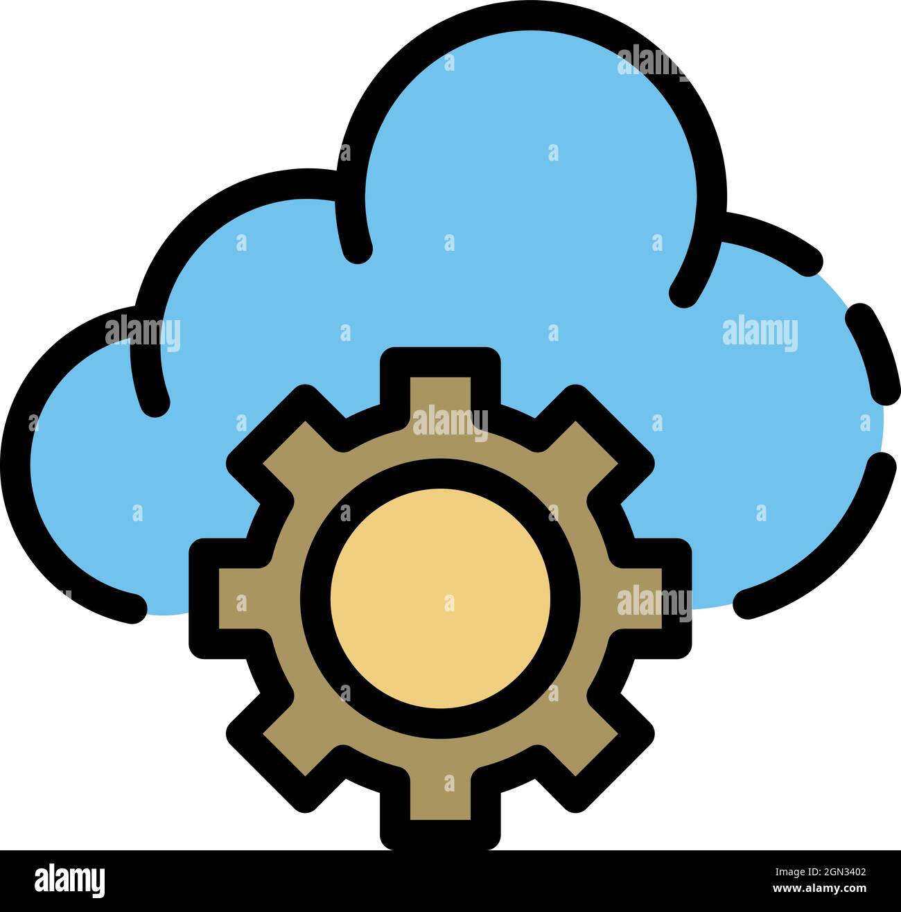 Cloud gear icon. Outline cloud gear vector icon color flat isolated ...