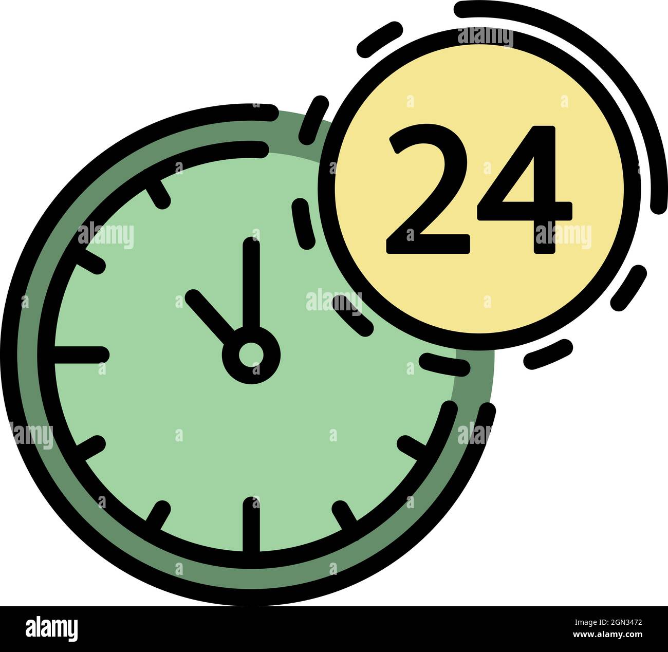 24 hours bank support icon. Outline 24 hours bank support vector icon ...