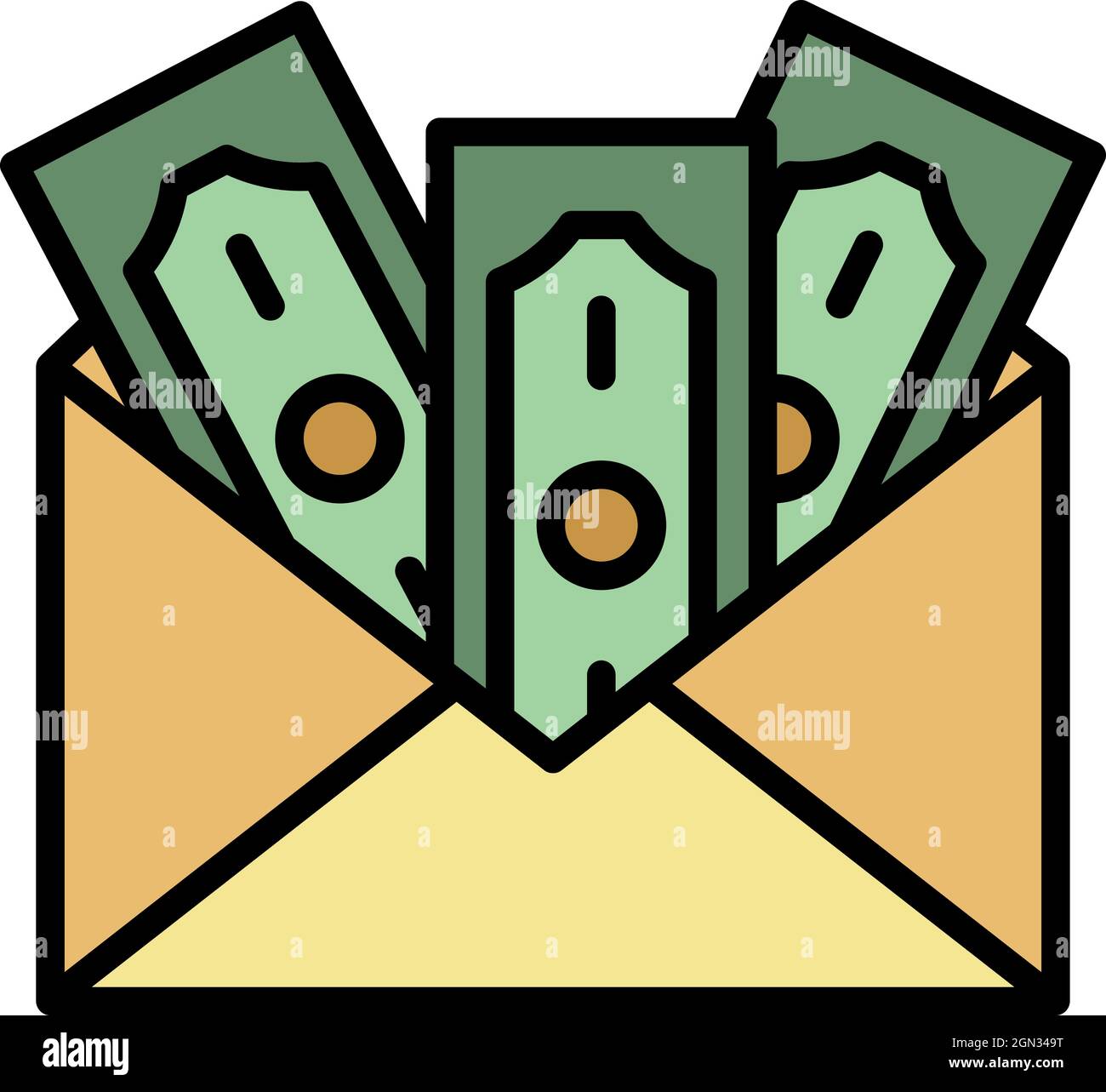 Money in envelope icon. Outline money in envelope vector icon color ...