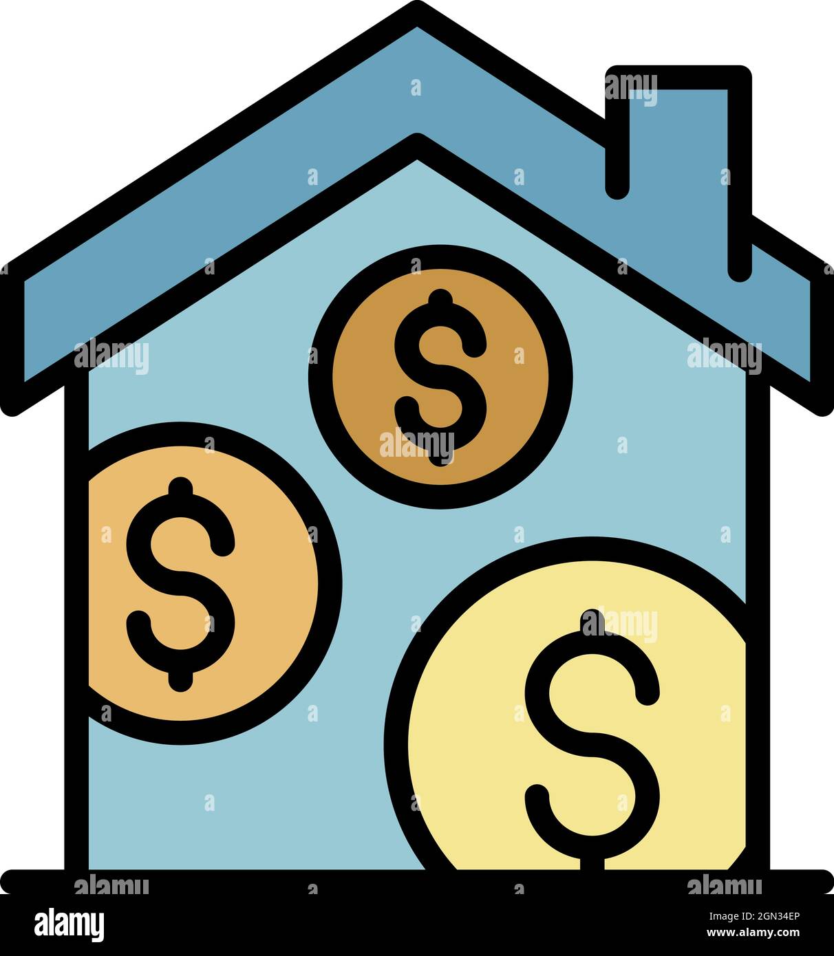 Money house icon. Outline money house vector icon color flat isolated ...