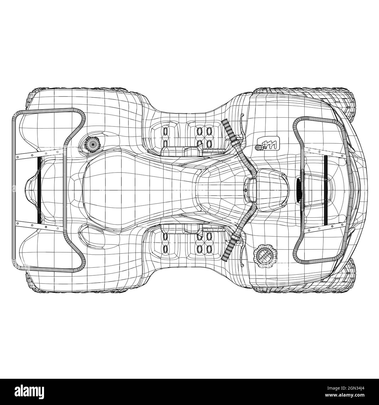Wireframe of detailed ATV from black lines isolated on white background ...