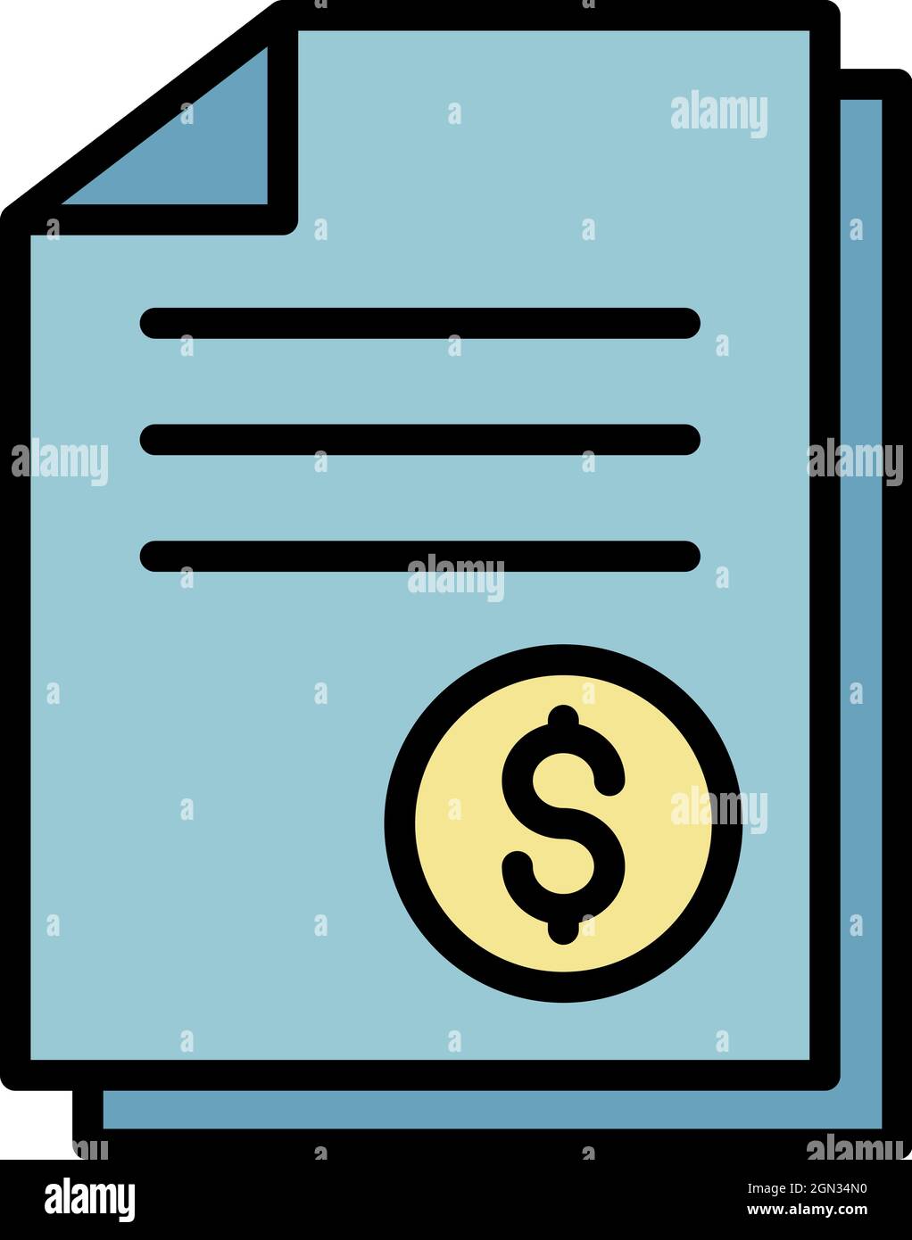 Money papers icon. Outline money papers vector icon color flat isolated ...
