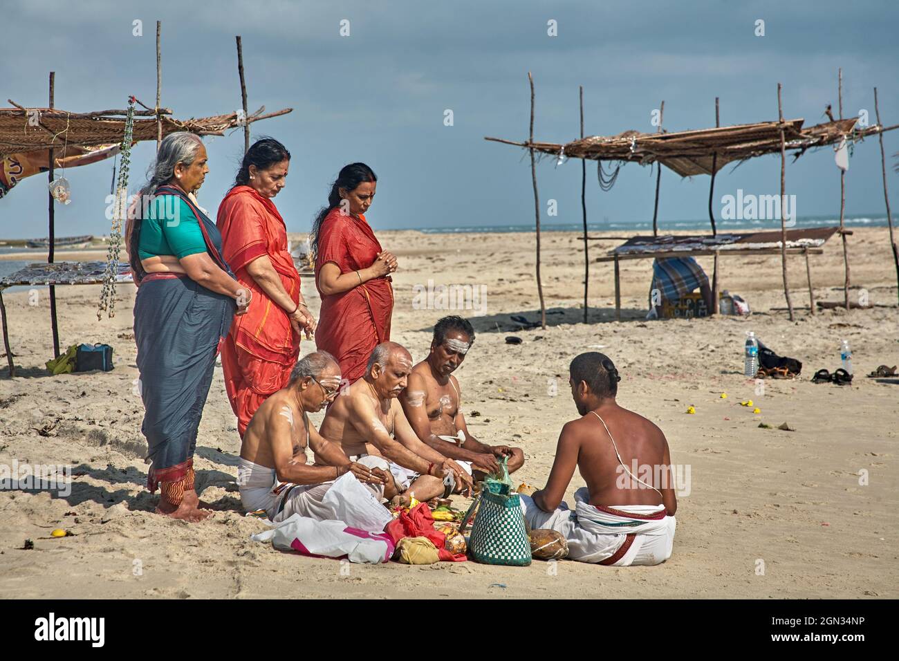 03 05 2014 Family Involved In A Pooja Ceremony , Rameshwaram Beach ...