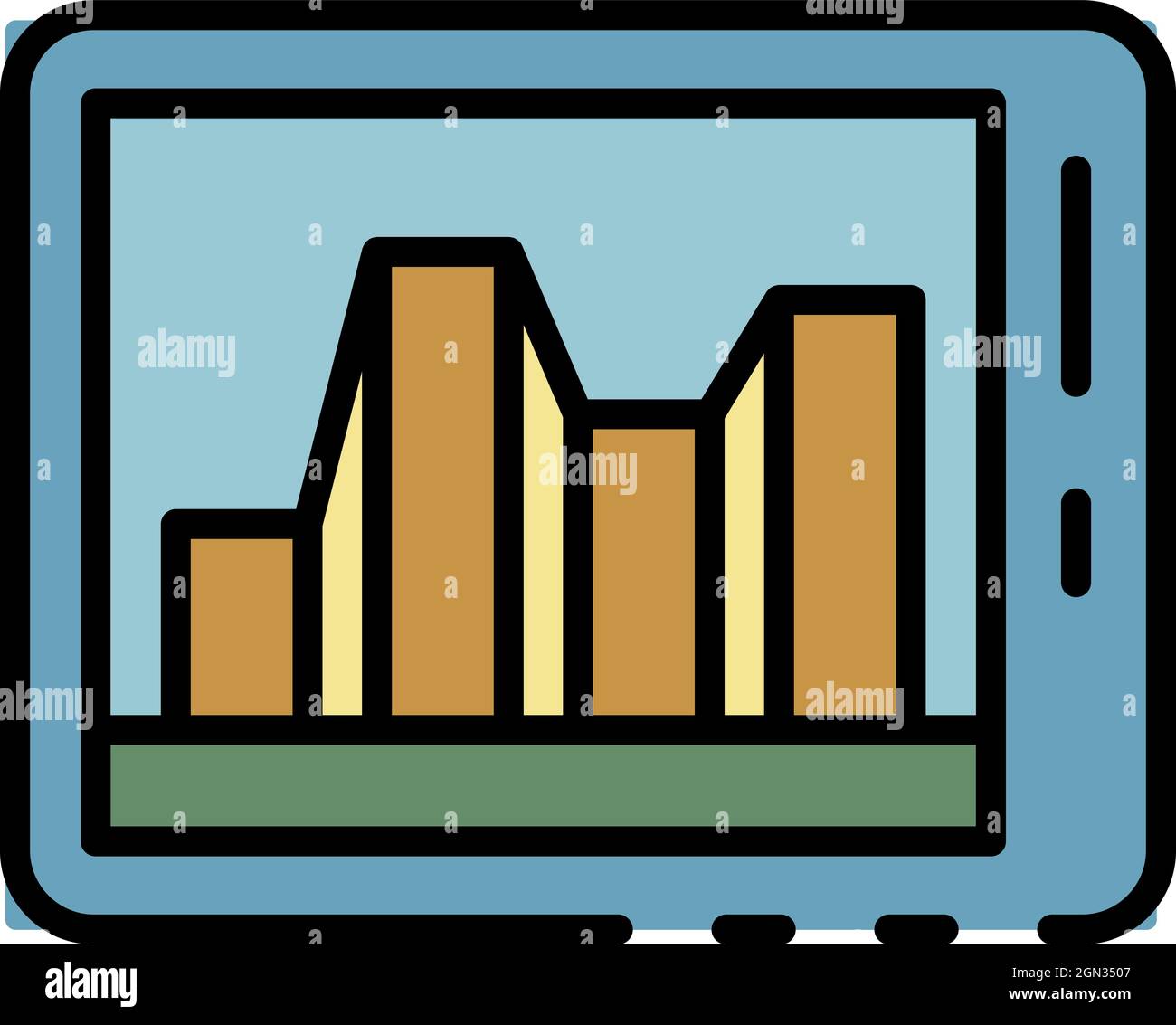 Tablet finance chart icon. Outline tablet finance chart vector icon ...