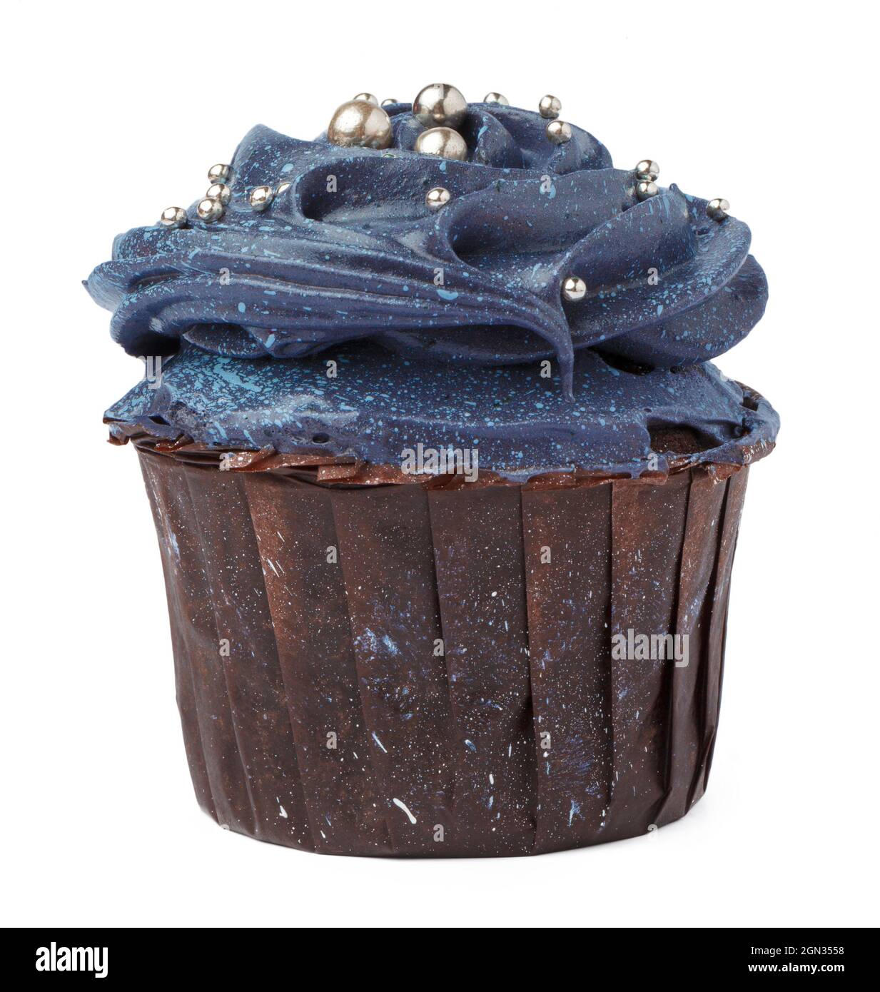 Single delicious cupcake with icing isolated on white background Stock ...