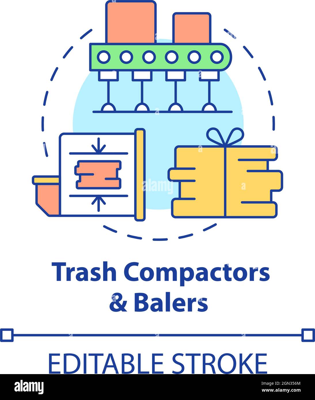 Trash compactors, balers concept icon Stock Vector Image & Art - Alamy