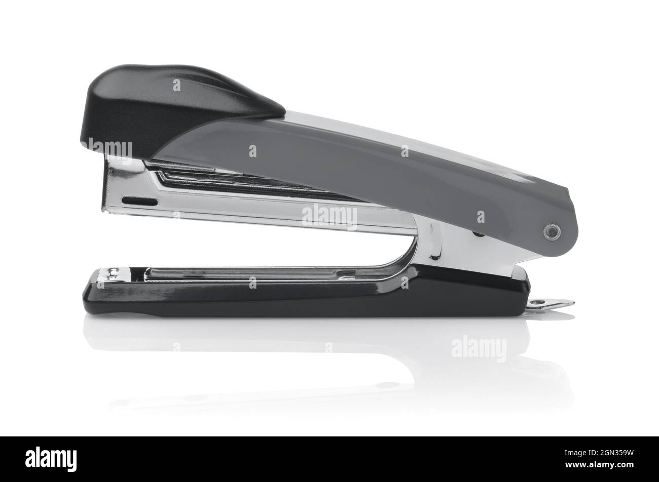 Side view of grey metal office stapler isolated on white Stock Photo ...