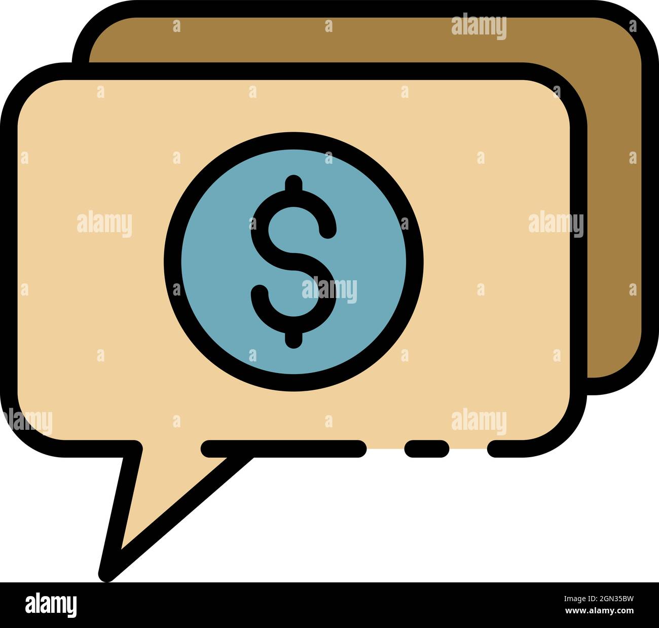 Chat bubbles and dollar icon. Outline chat bubbles and dollar vector ...
