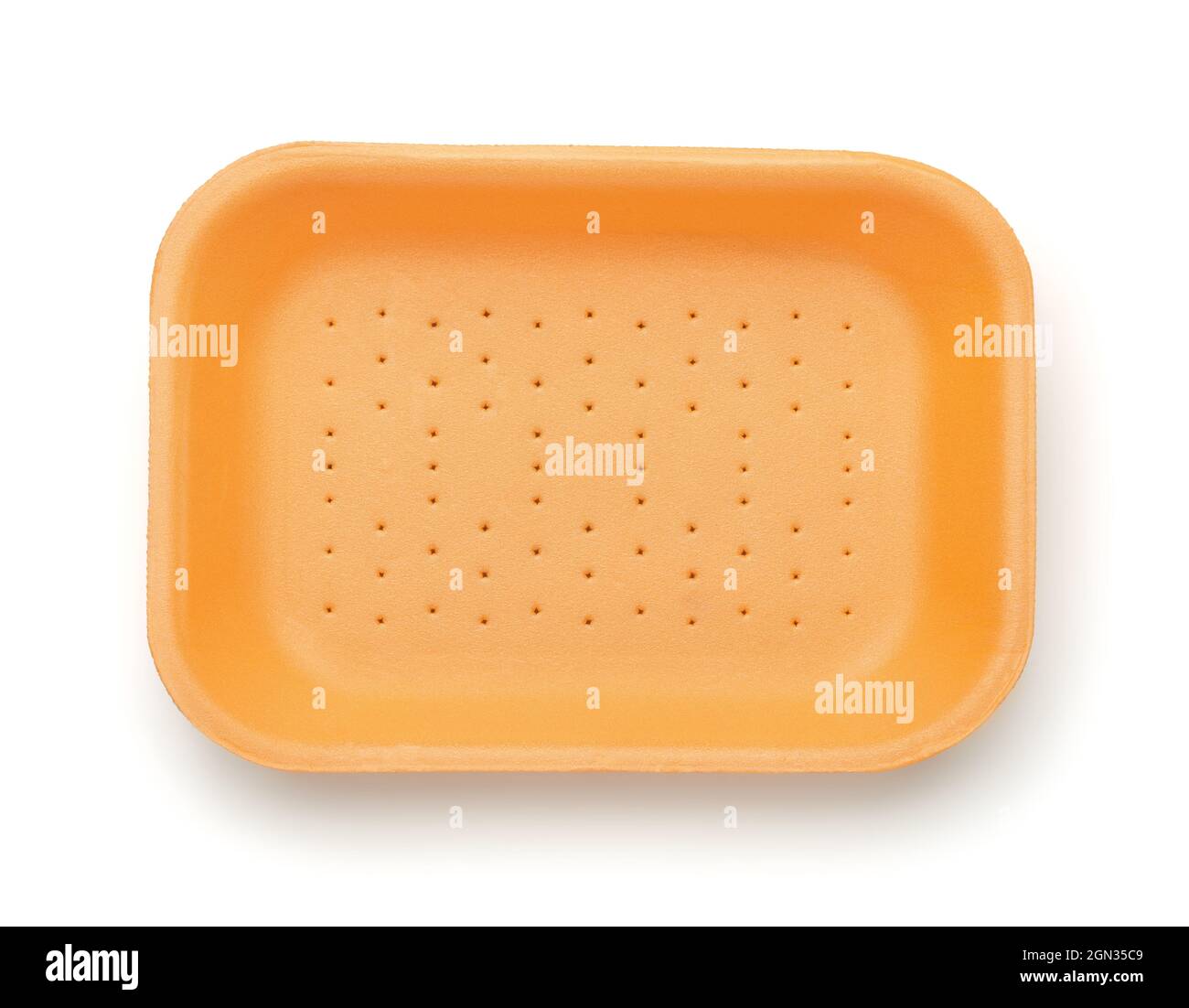 Top view of empty orange styrofoam food container isolated on white ...