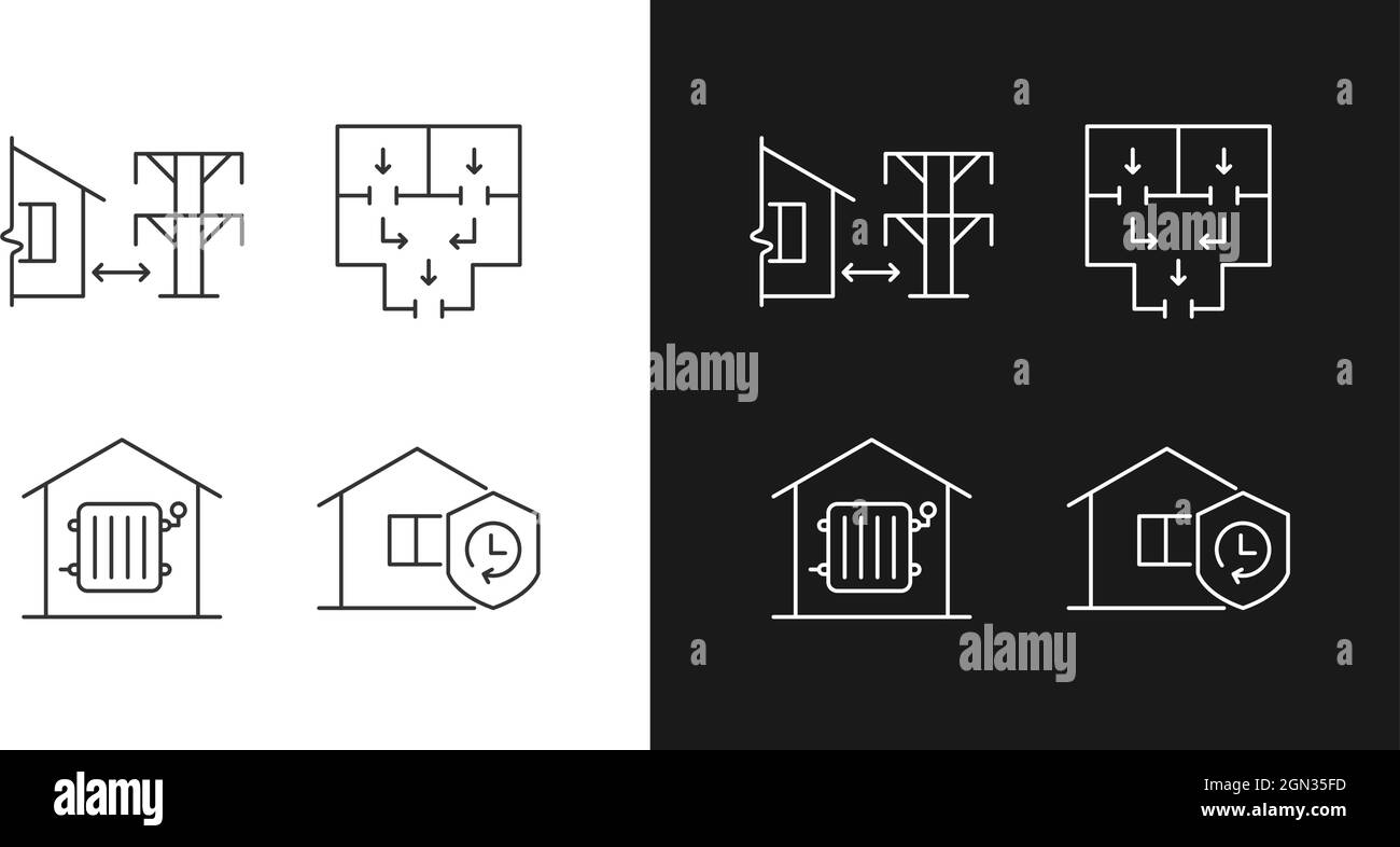Home building regulation linear icons set for dark and light mode Stock ...