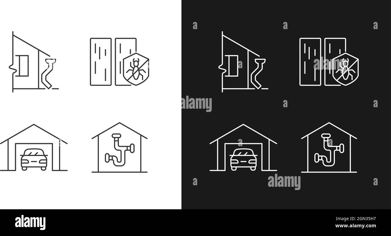 Residential construction linear icons set for dark and light mode Stock ...