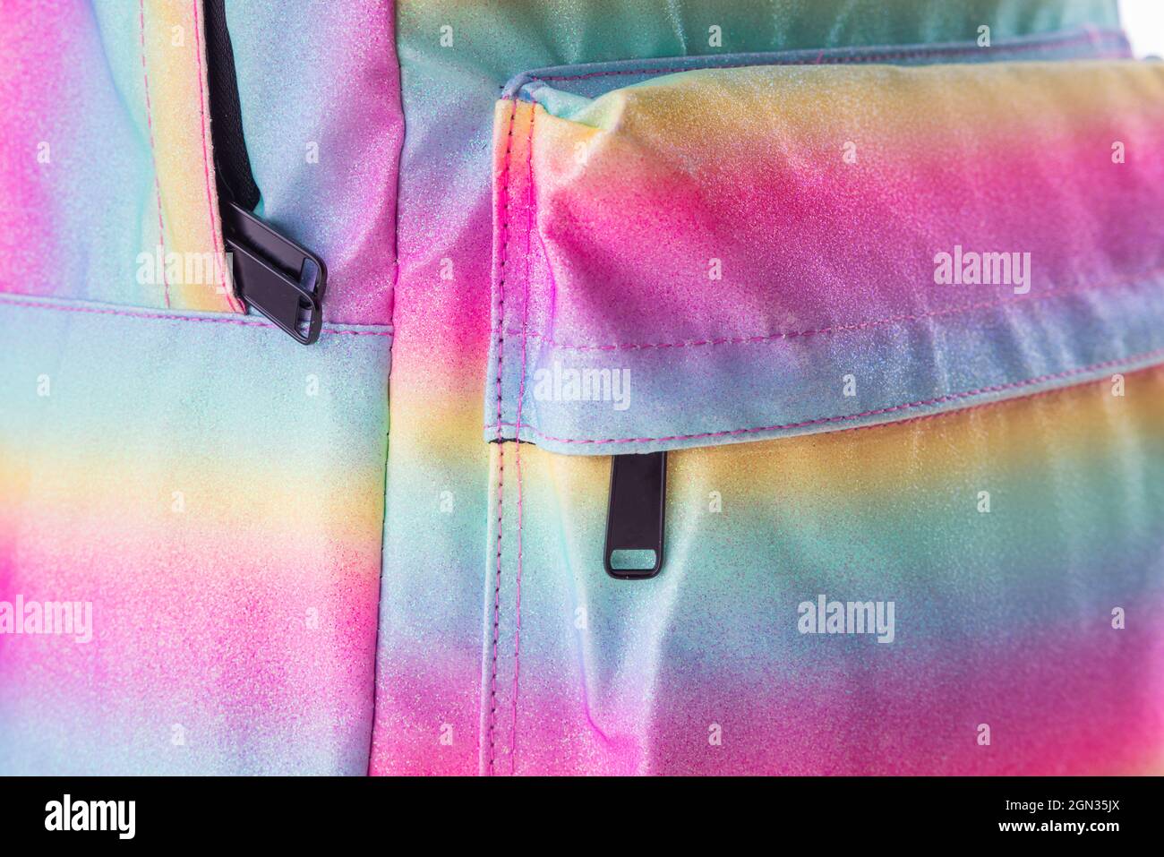 Rainbow school backpack isolated on white Stock Photo - Alamy