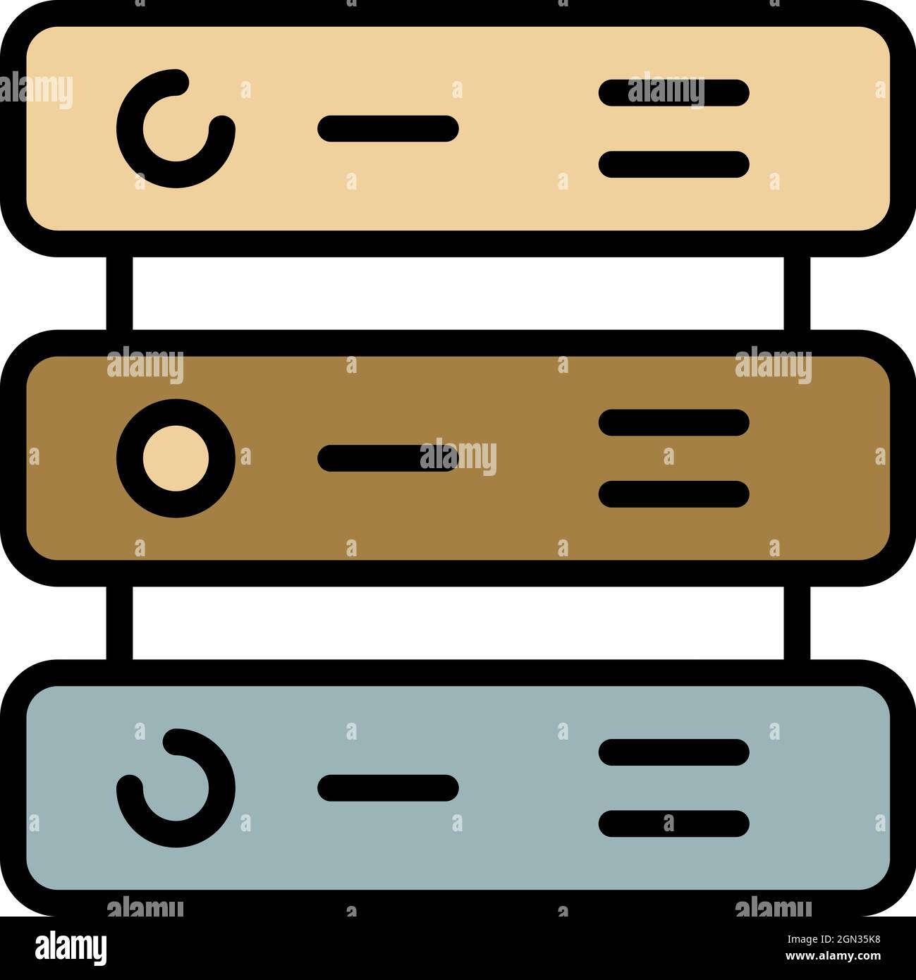 Server cluster icon. Outline server cluster vector icon color flat ...