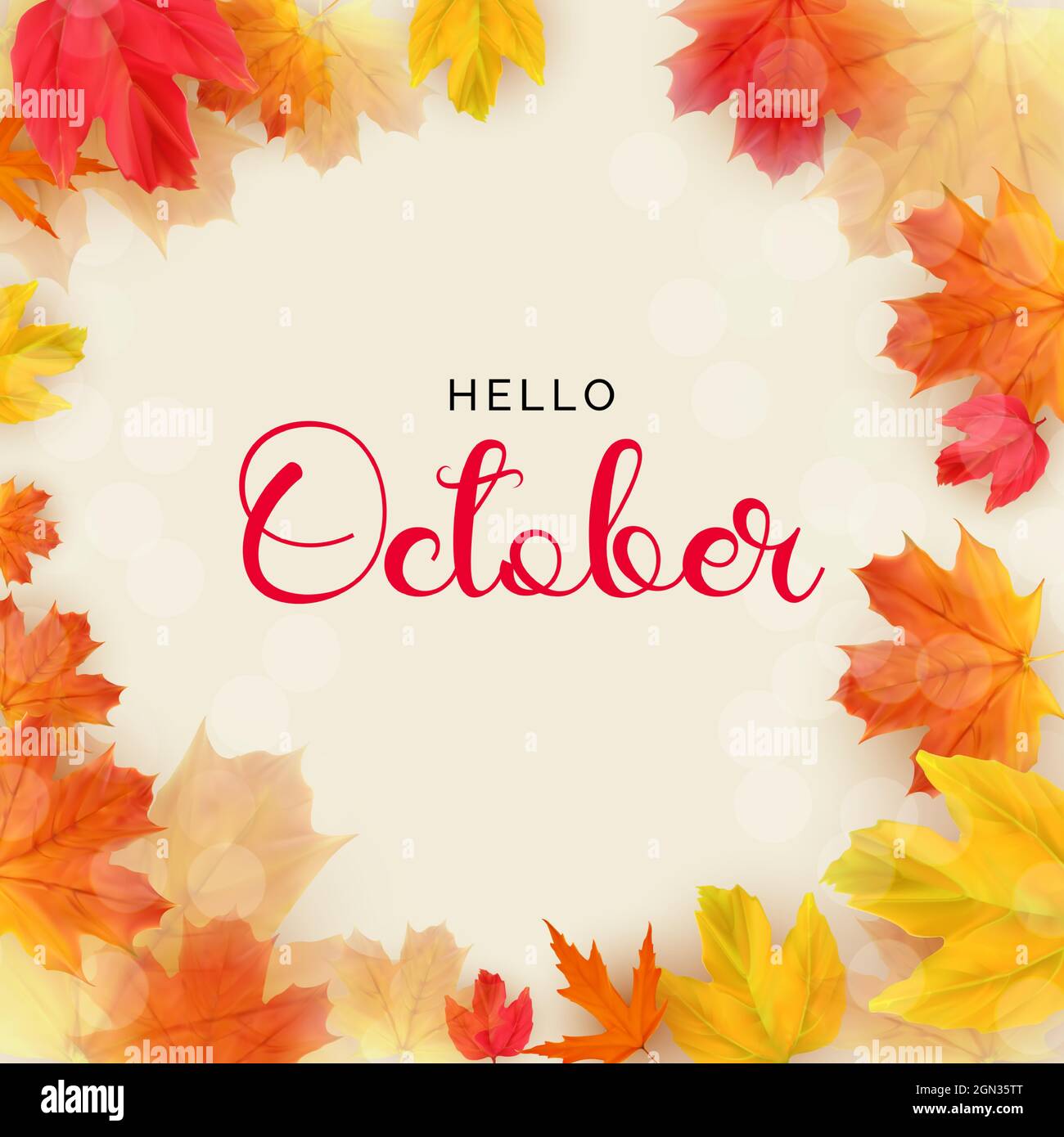 Hello October background with falling leaves. Vector Illustration EPS10 ...