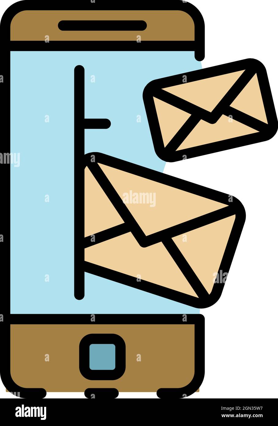 Smartphone incoming letters icon. Outline smartphone incoming letters ...