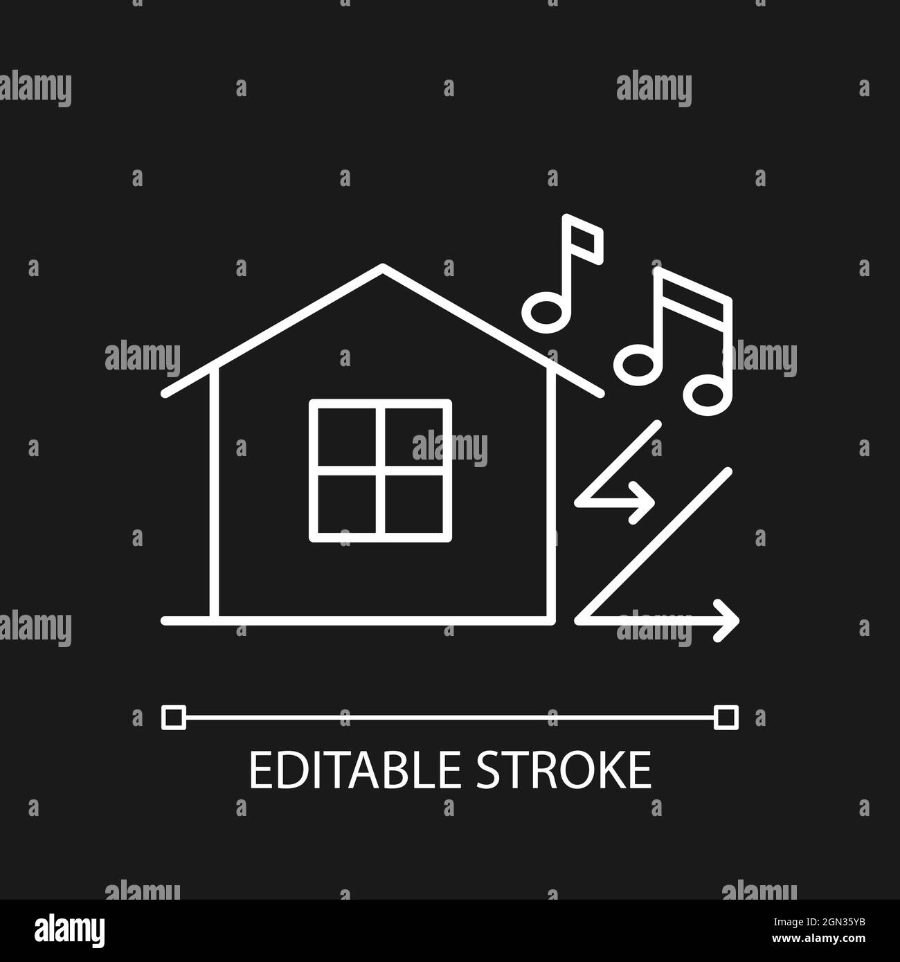 Sound insulation white linear icon for dark theme Stock Vector Image ...