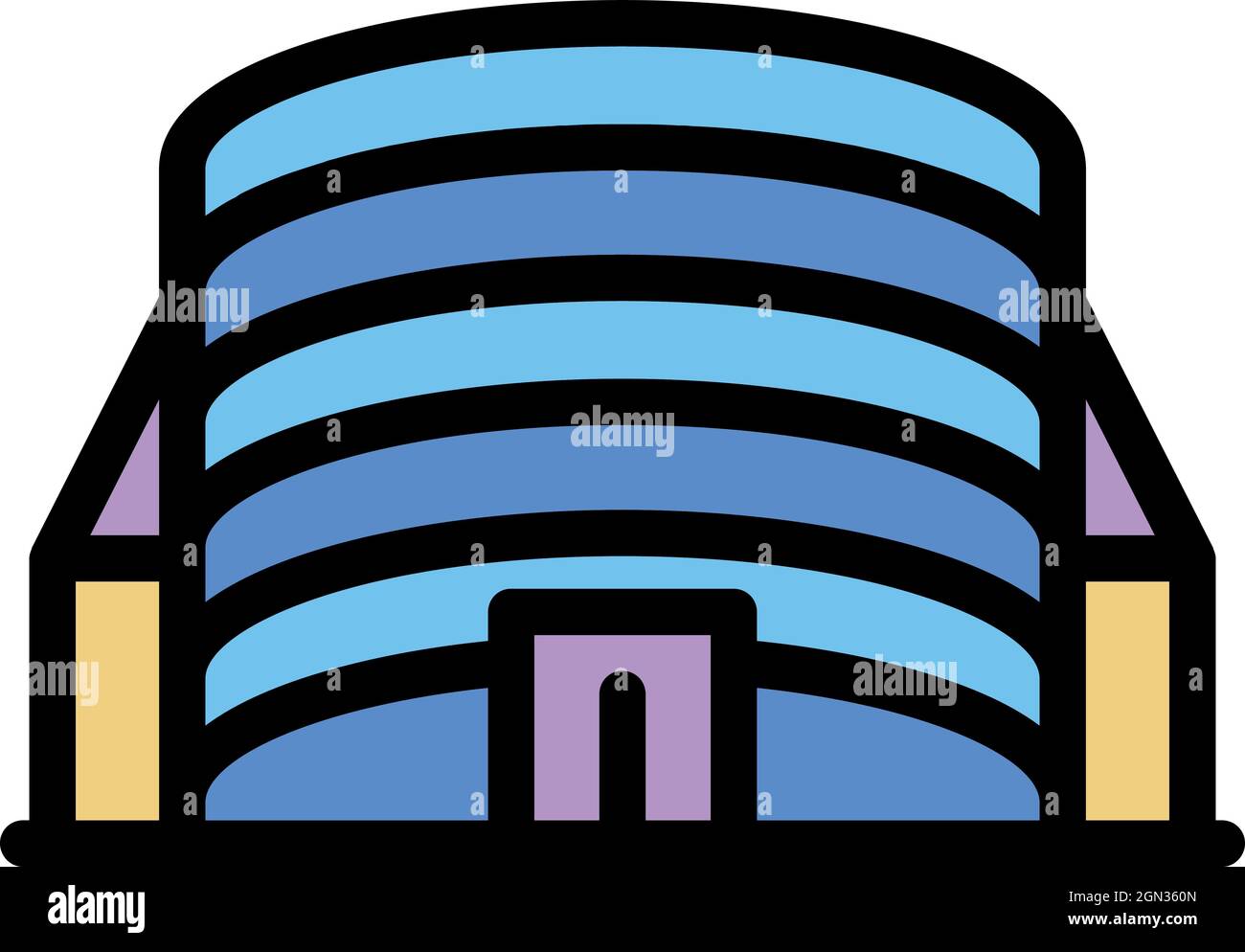Mall building icon. Outline mall building vector icon color flat ...