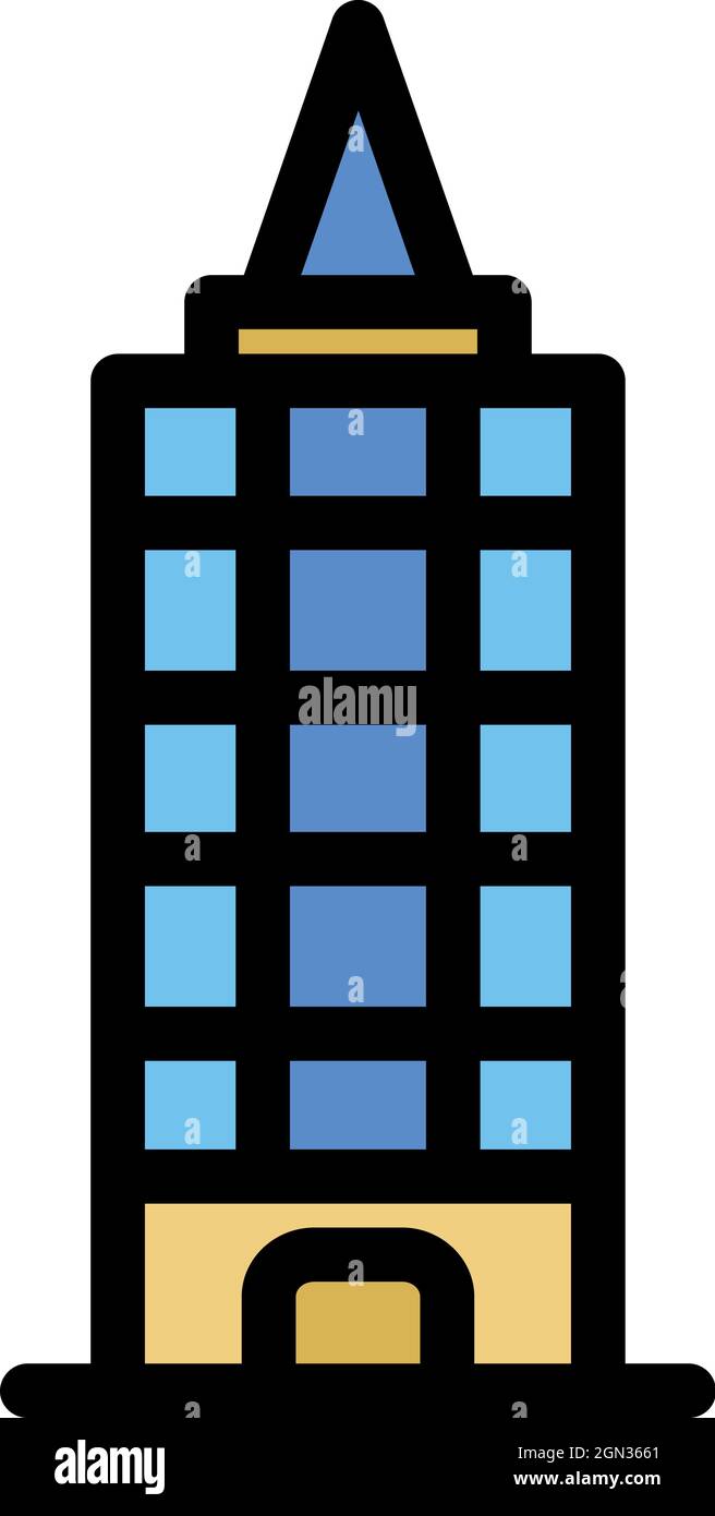 Mall sky tower icon. Outline mall sky tower vector icon color flat ...