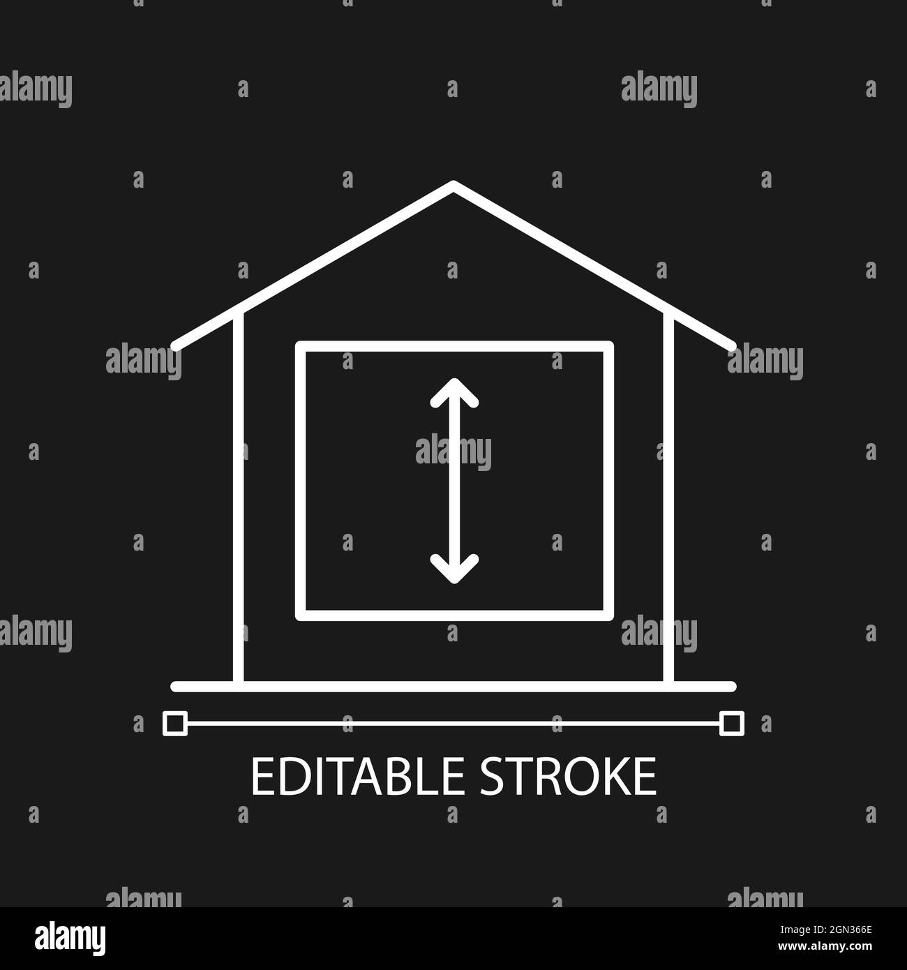 Minimum ceiling heights white linear icon for dark theme Stock Vector ...
