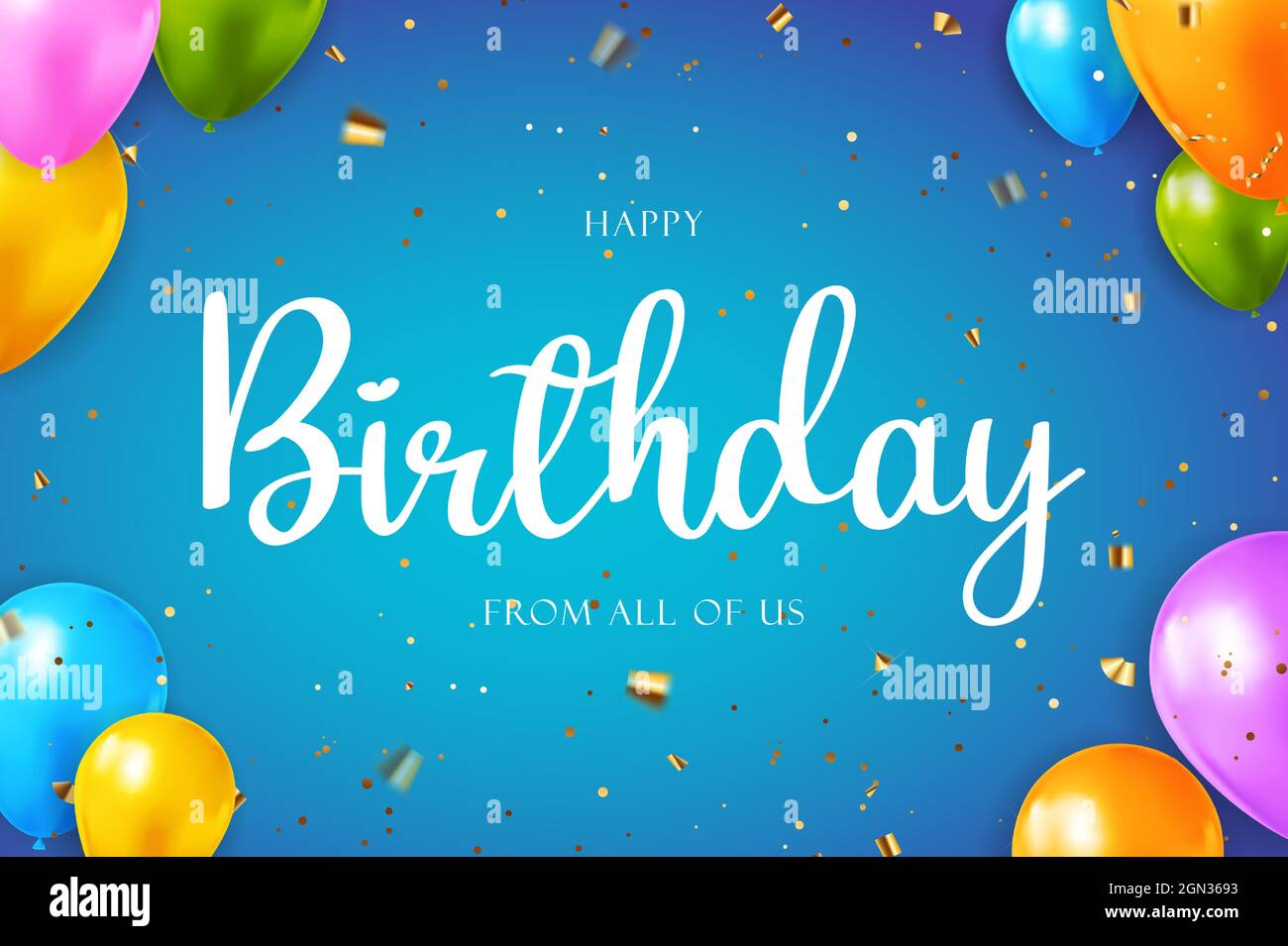 Happy Birthday Congratulations Banner Design With Confetti Balloons