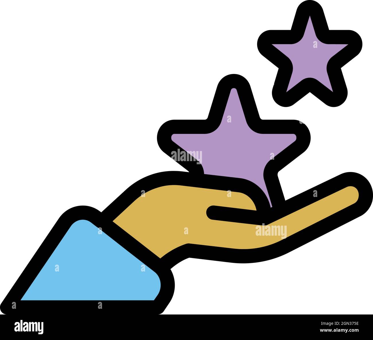 Stars in hand icon. Outline stars in hand vector icon color flat ...
