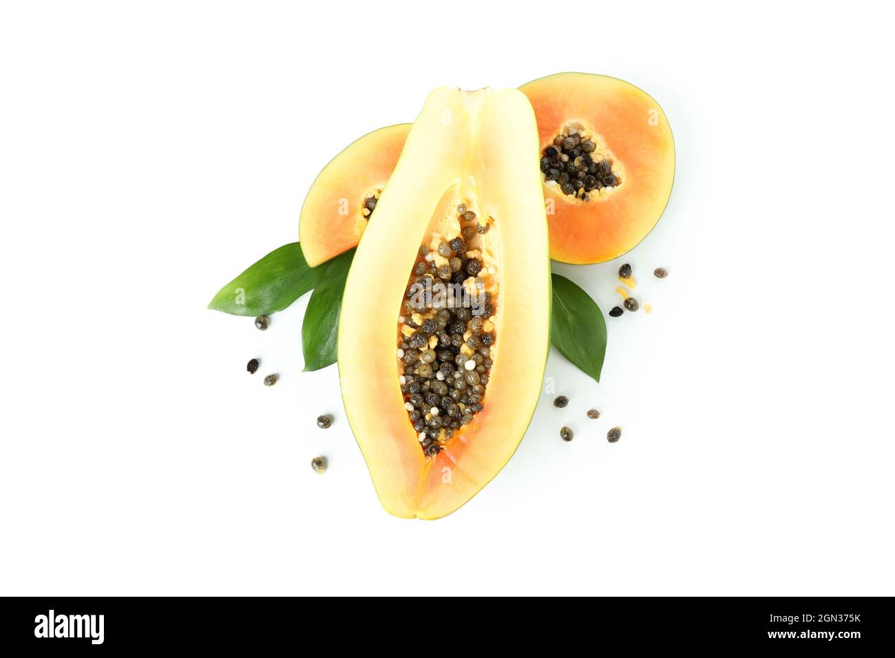 Fresh ripe papaya isolated on white background Stock Photo - Alamy