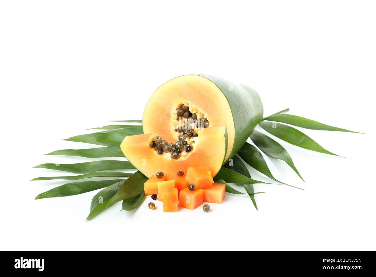 Fresh ripe papaya isolated on white background Stock Photo - Alamy