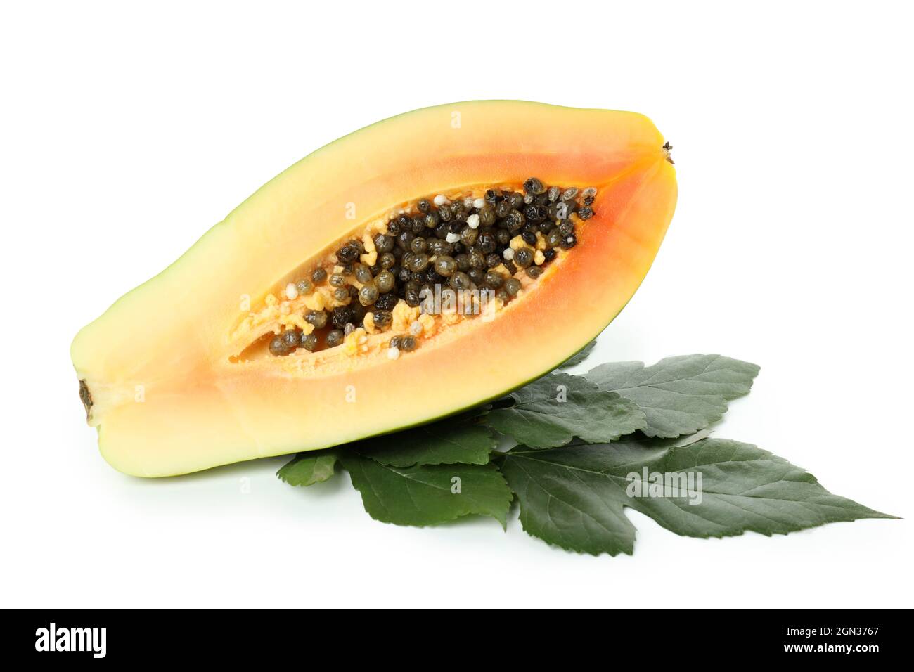 Fresh ripe papaya isolated on white background Stock Photo - Alamy