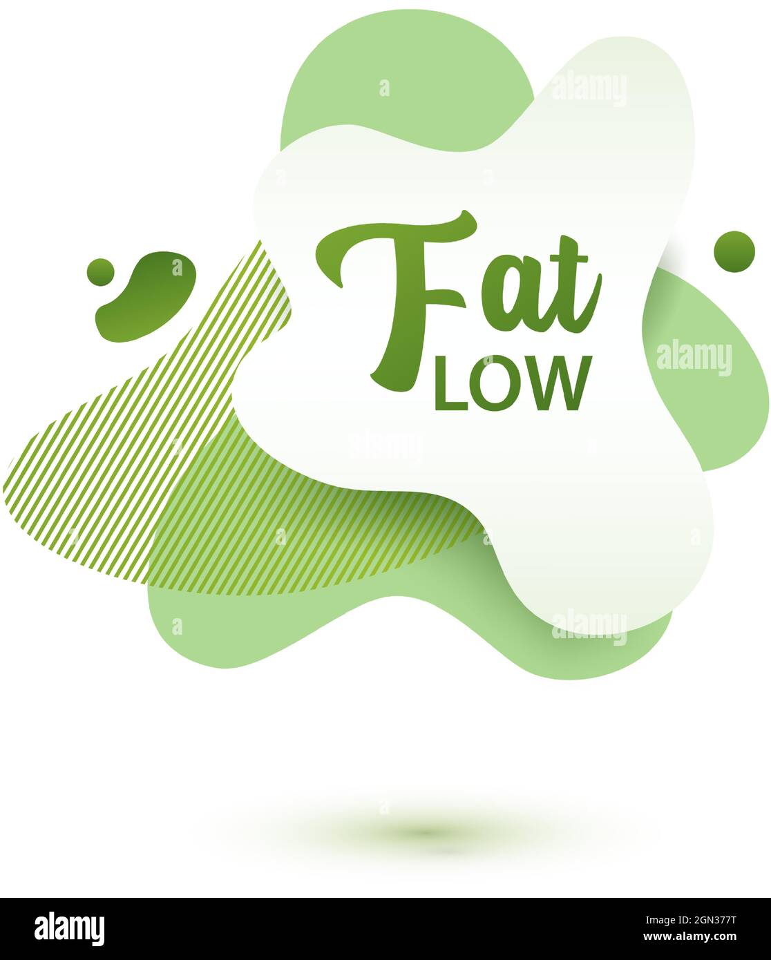 Fat low badge. Green amoeba design of sticker for diet menu, poster ...