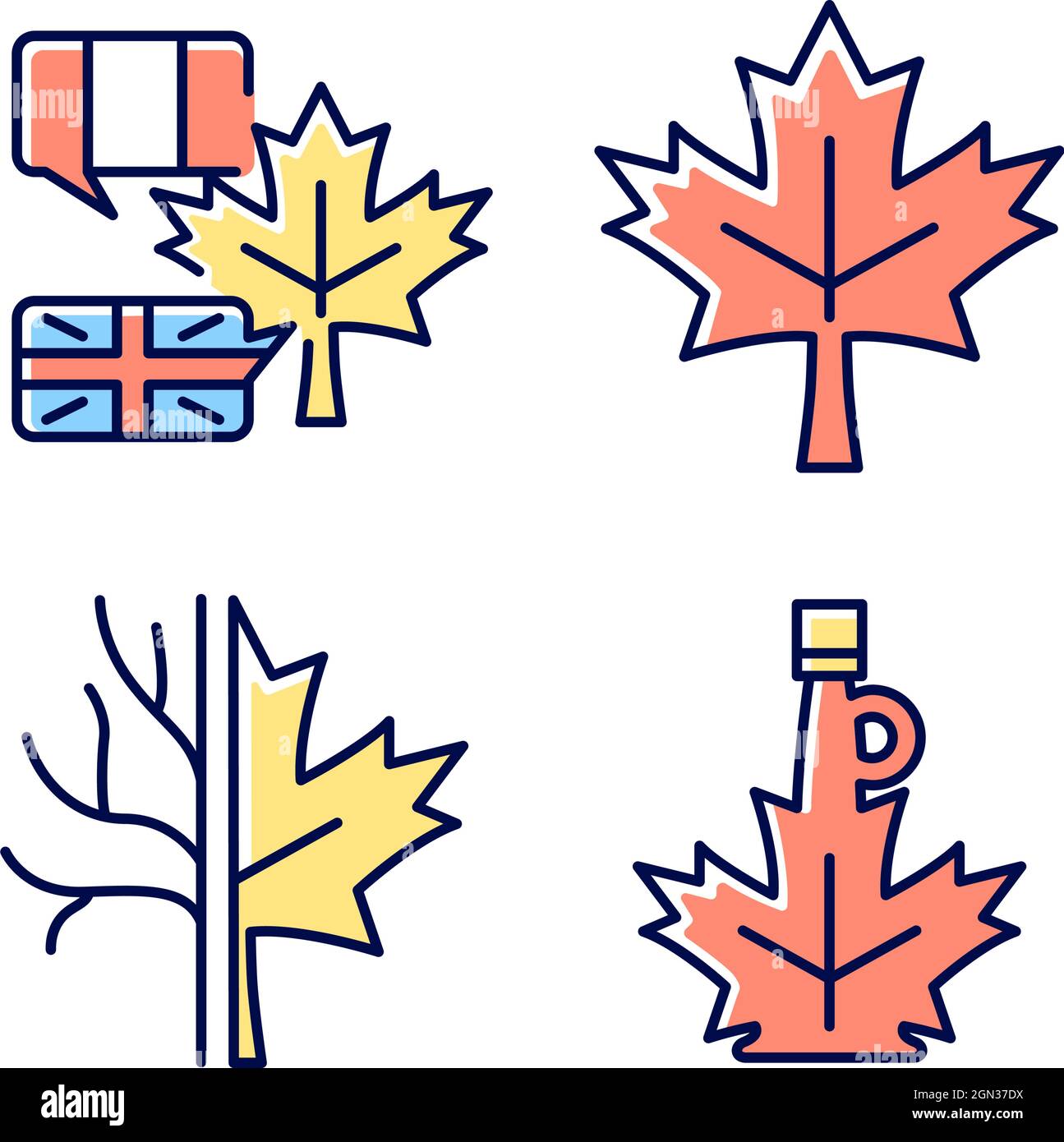 Maple leaf significance RGB color icons set Stock Vector Image & Art ...