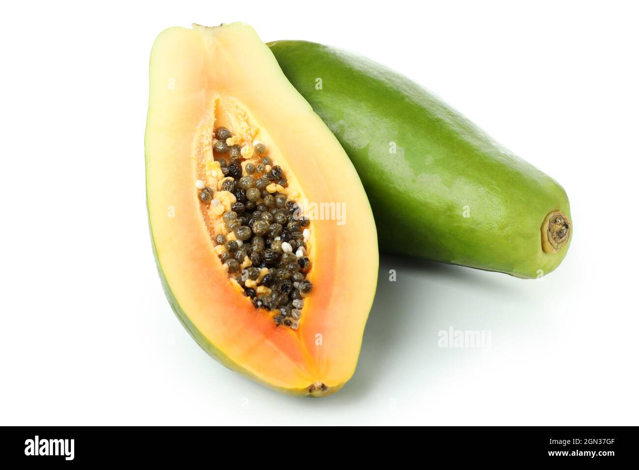 Fresh ripe papaya isolated on white background Stock Photo - Alamy