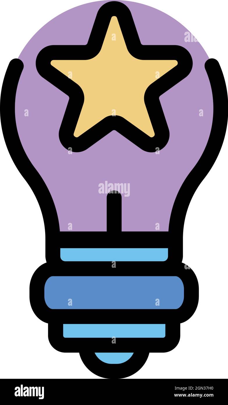 Star bulb icon. Outline star bulb vector icon color flat isolated Stock ...