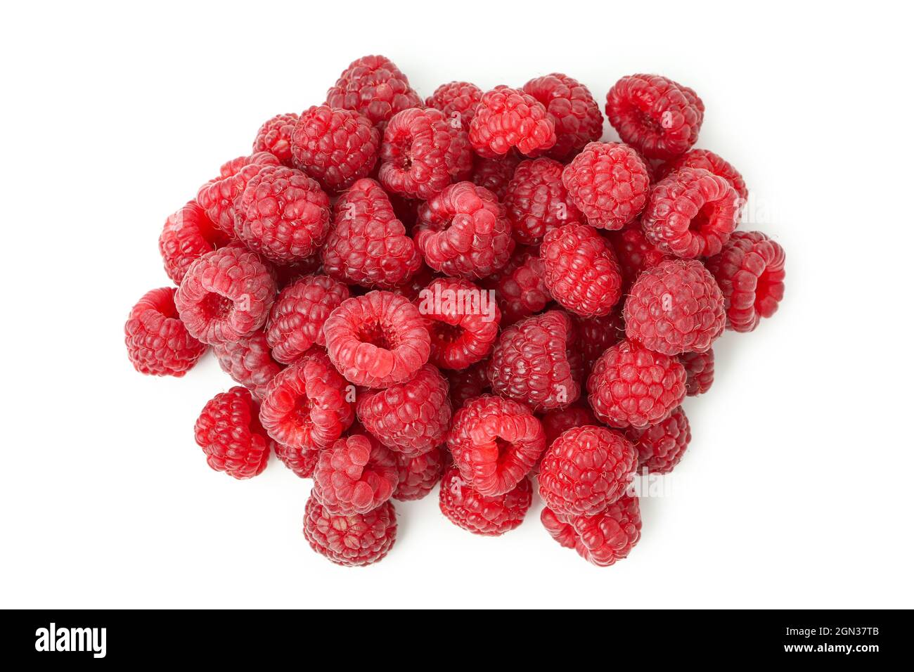 Red juicy raspberry, isolated on white background Stock Photo - Alamy