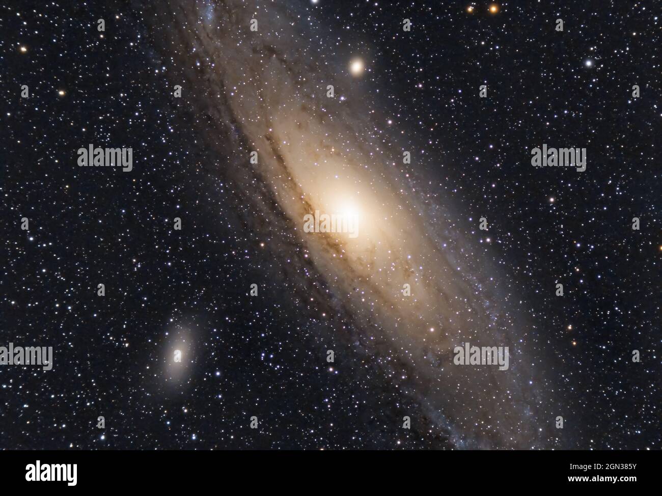 The Andromeda Galaxy, also known as Messier 31, M31 or NGC 224 and the satellite galaxies M32 ...