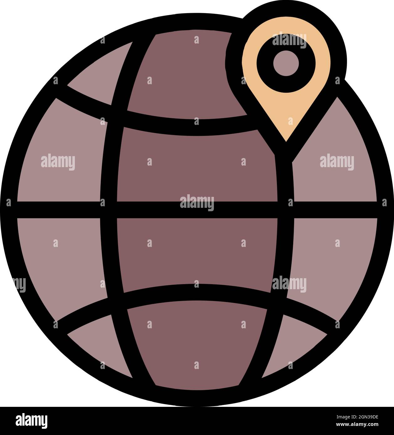 Global location pin icon. Outline global location pin vector icon color ...