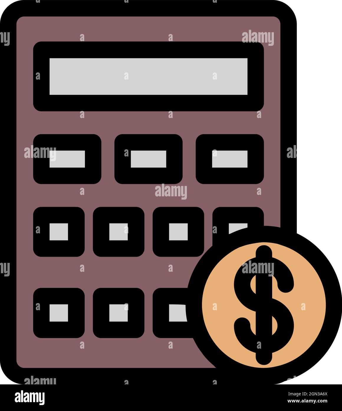 Money calculator icon. Outline money calculator vector icon color flat ...