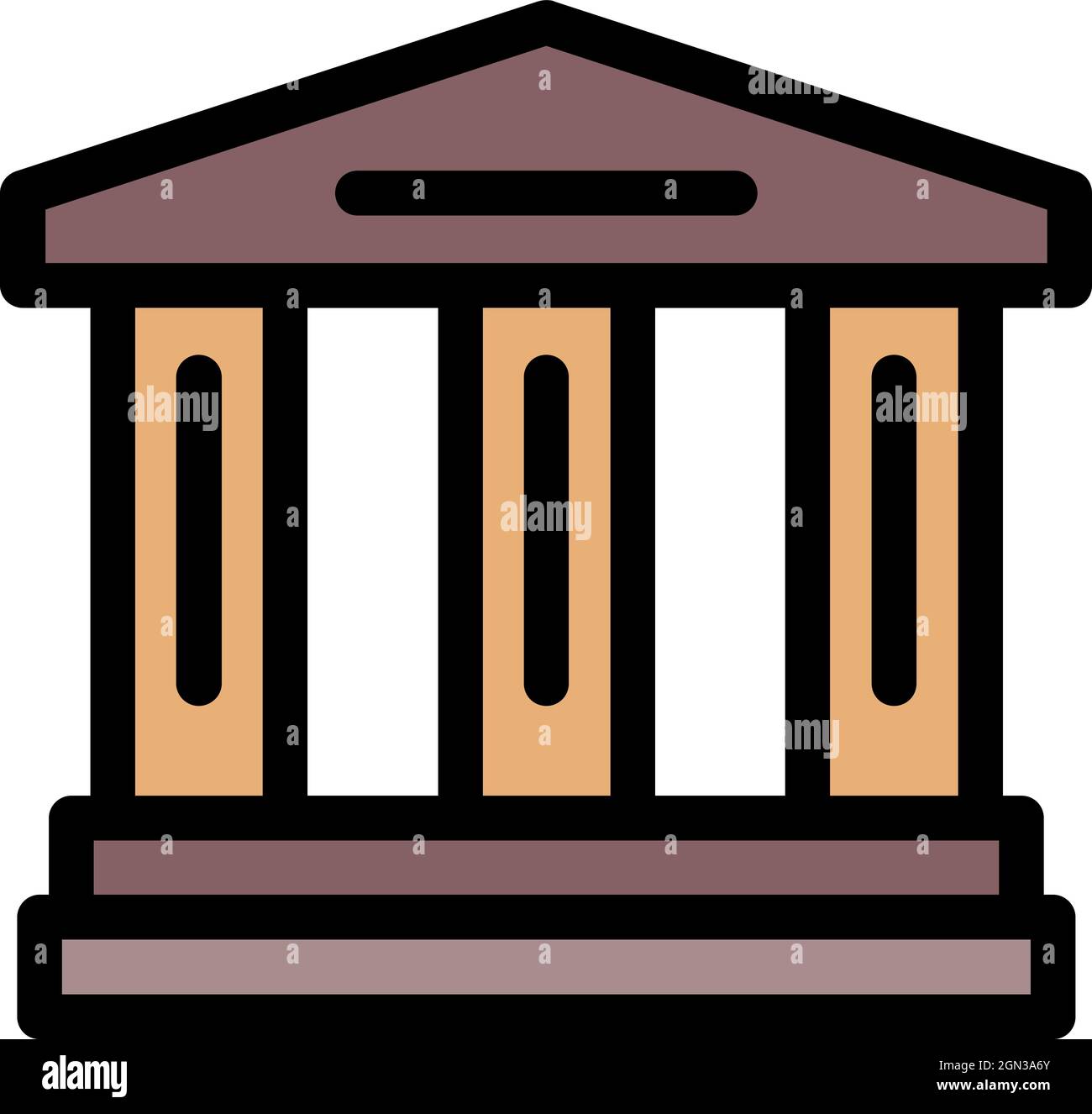 Court building icon. Outline court building vector icon color flat ...