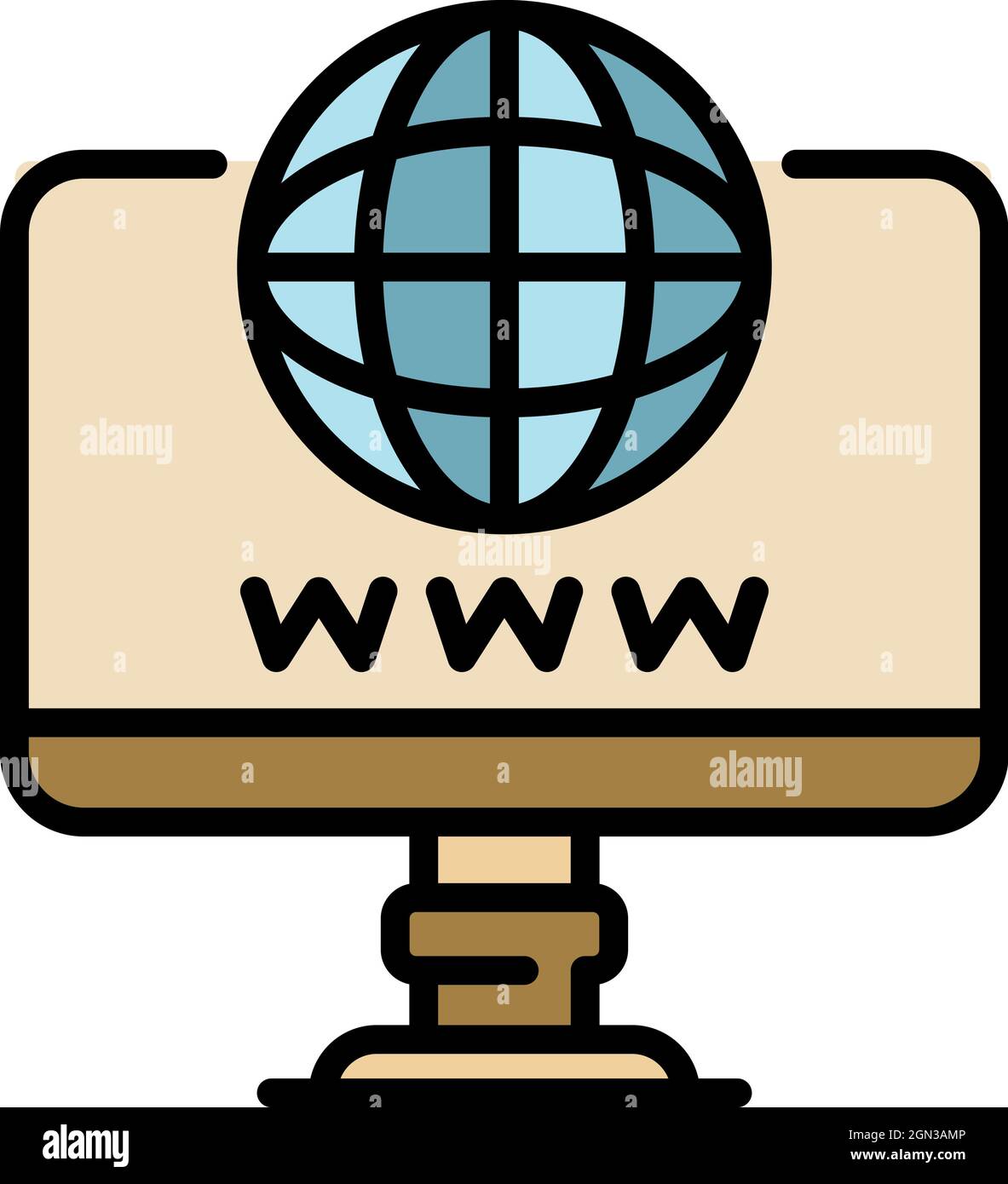 Computer domain icon. Outline computer domain vector icon color flat ...