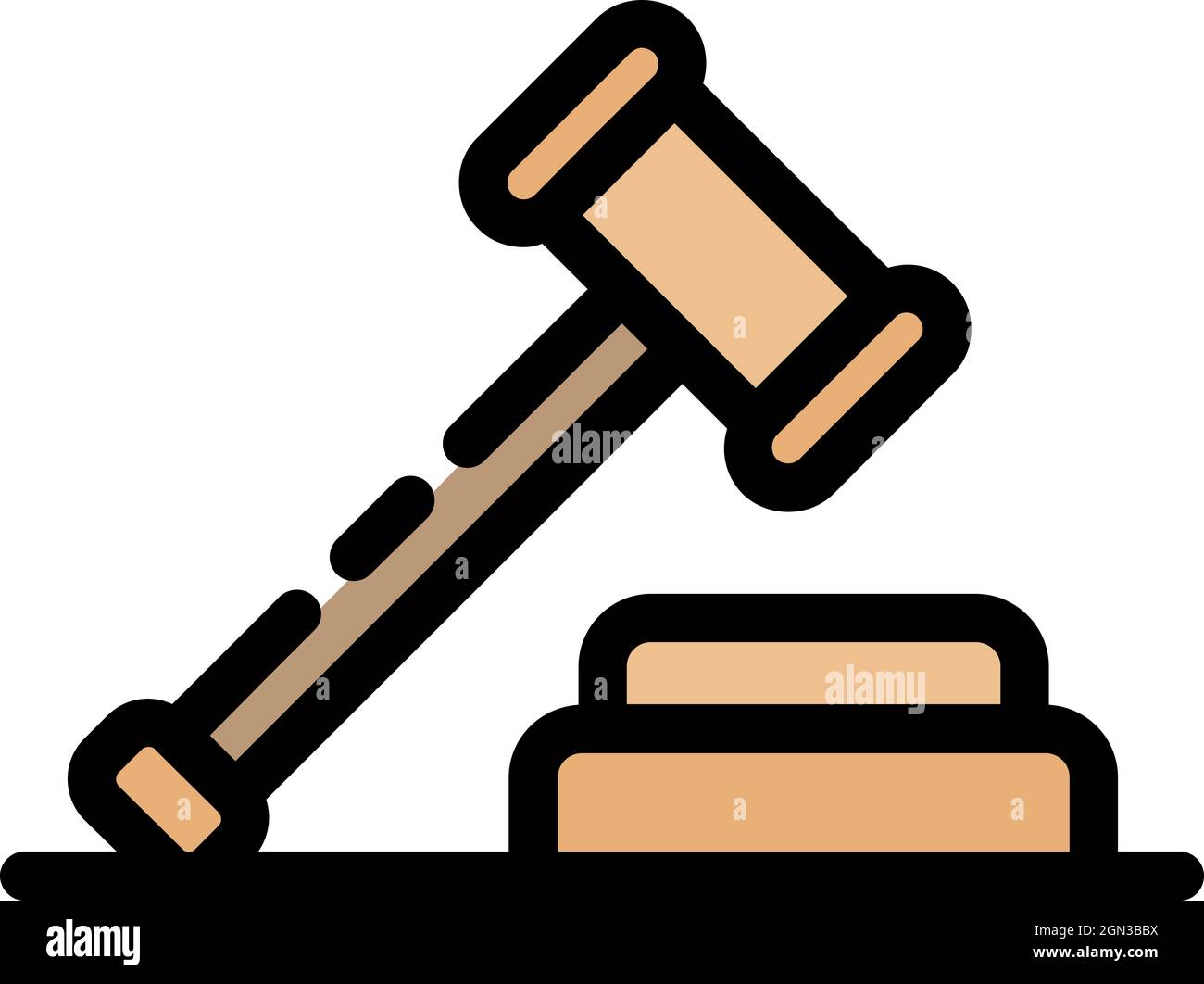 Judge gavel icon. Outline judge gavel vector icon color flat isolated ...