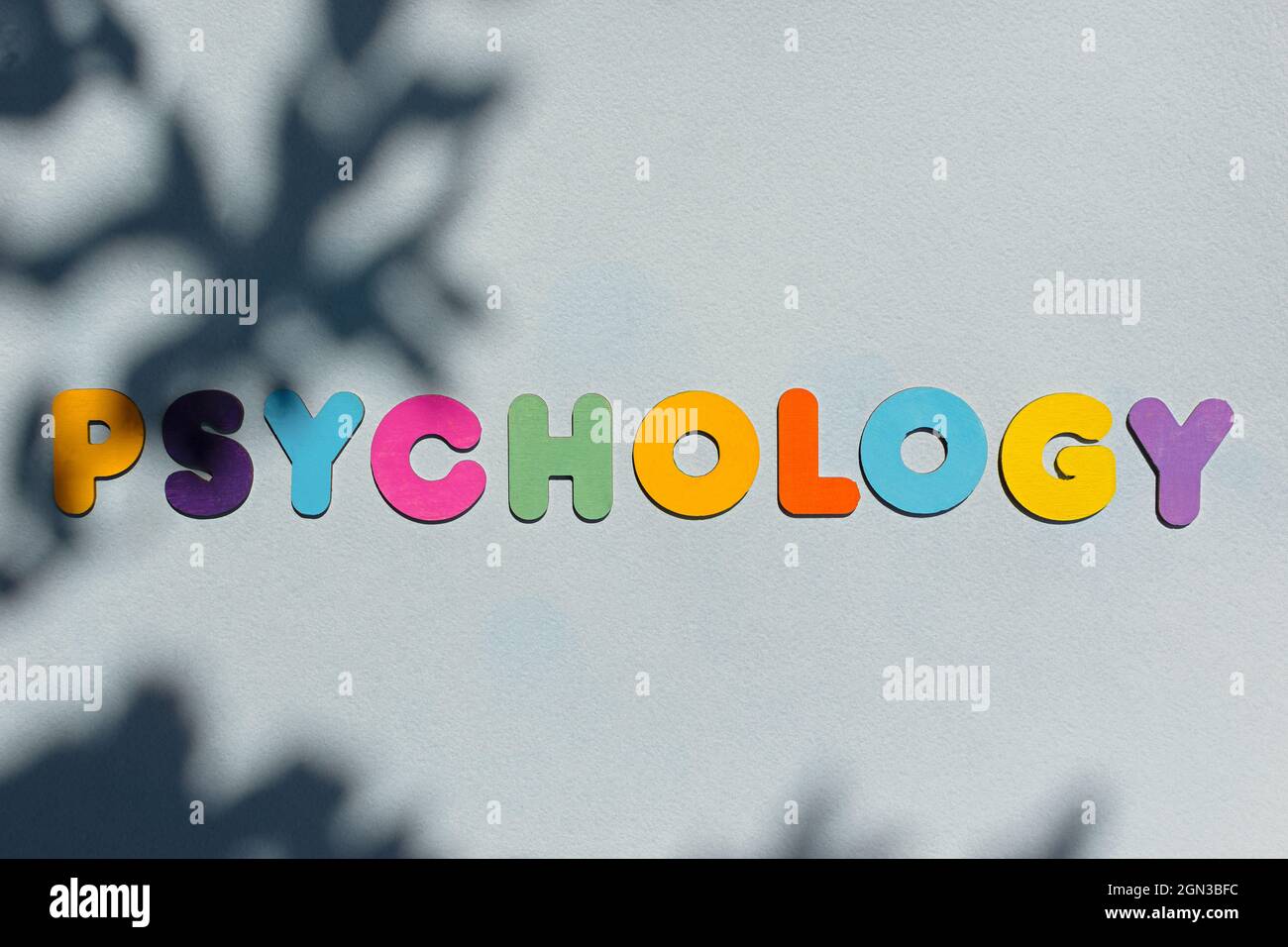 Psychology word multicolored wooden letters. Top view of a colorful ...