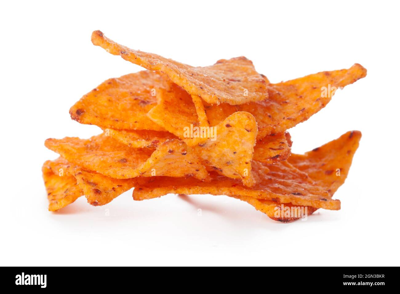 Pile of nachos chips isolated on white background Stock Photo - Alamy