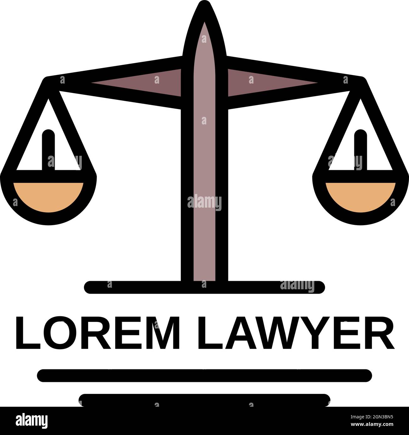 Lawyer balance icon. Outline lawyer balance vector icon color flat ...