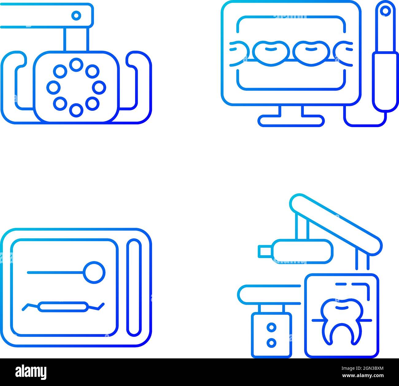 Dental devices gradient linear vector icons set Stock Vector Image ...