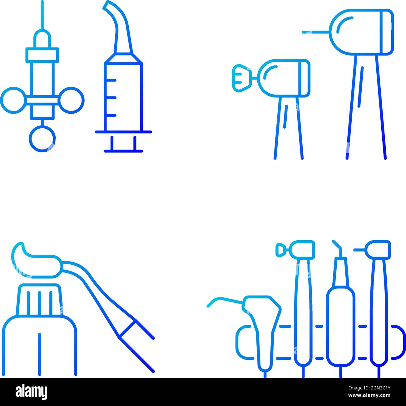 Oral surgery tools gradient linear vector icons set Stock Vector Image ...