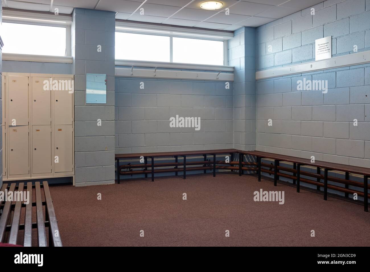 Sports hall changing room Stock Photo - Alamy