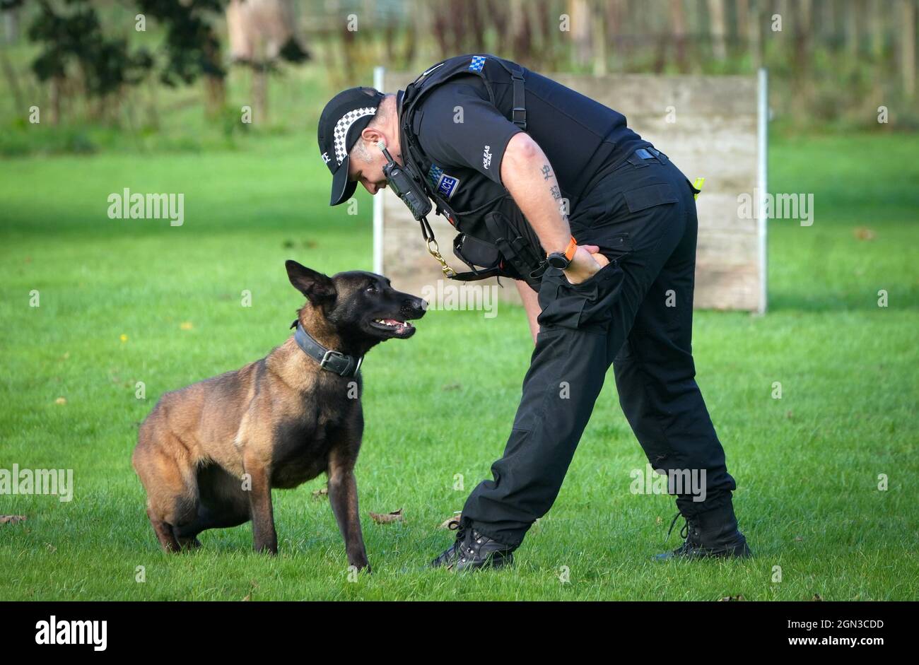PC Stewart Rae with Ushi the dog as Police Scotland's dog unit train at ...