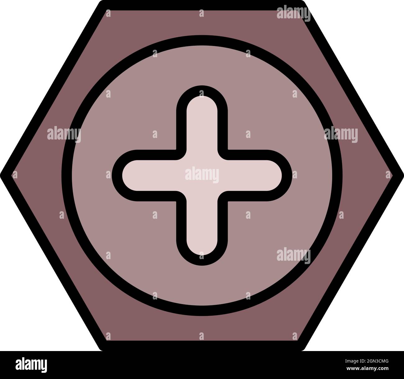 Hex screw top icon. Outline hex screw top vector icon color flat ...