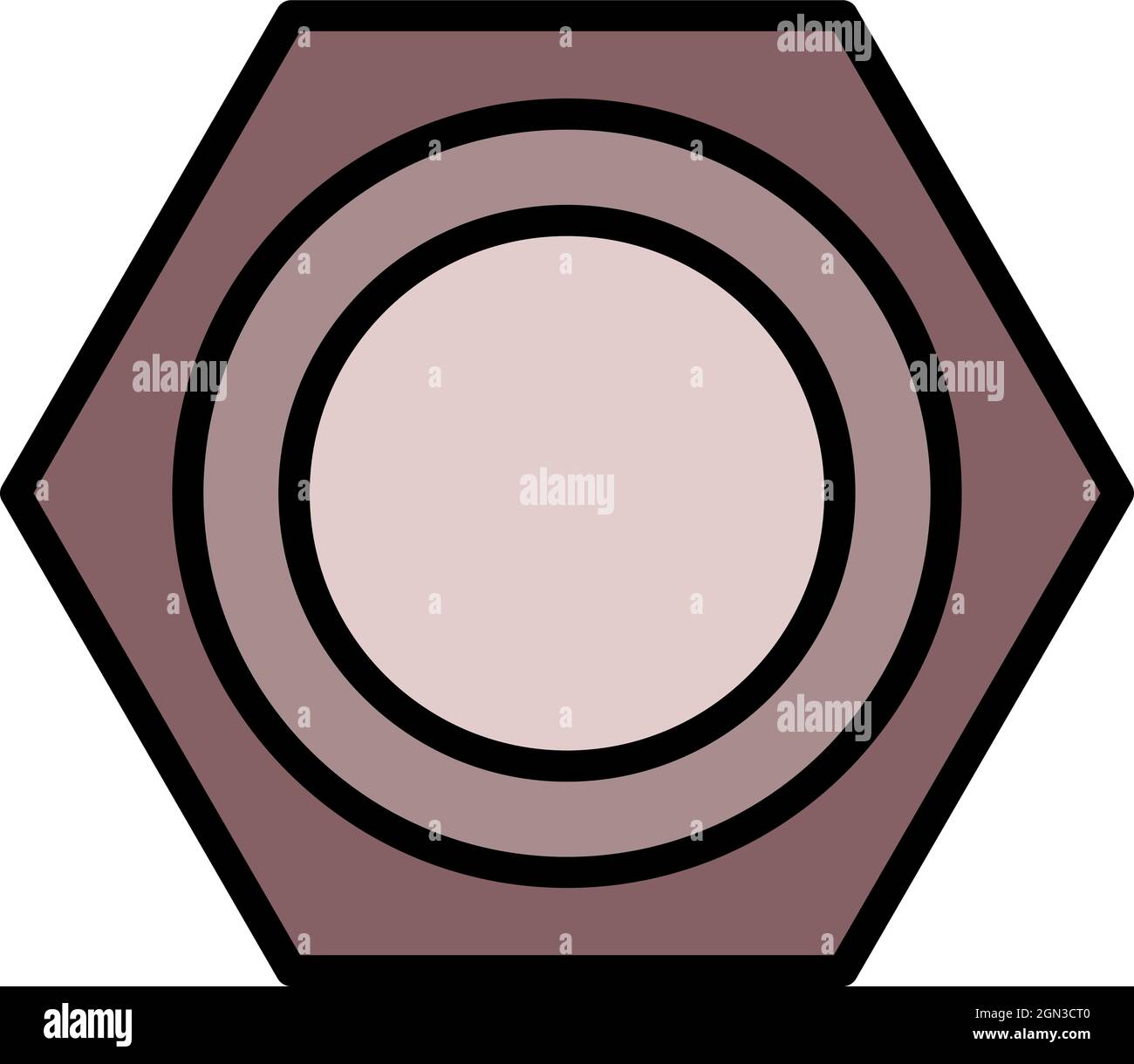 Steel nut top view icon. Outline steel nut top view vector icon color ...