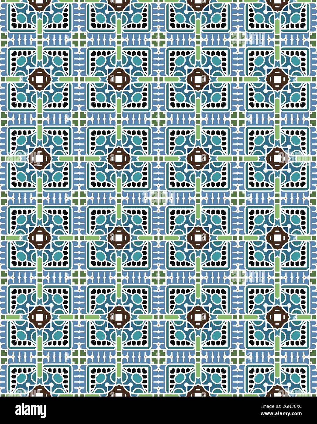 Illustration of a seamless tile pattern used as wallpaper or background ...